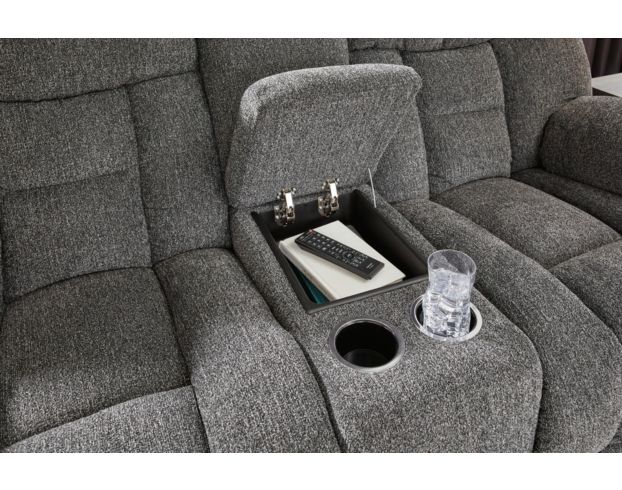 Ashley Foreside Charcoal Reclining Loveseat | Homemakers