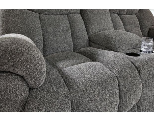 Ashley Foreside Charcoal Reclining Loveseat | Homemakers