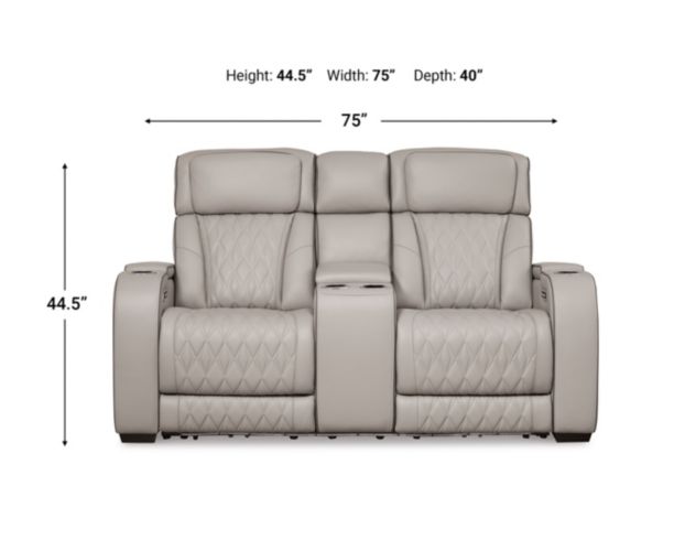 Ashley Boyington Gray Dual Power Leather Reclining Loveseat with Console | Homemakers