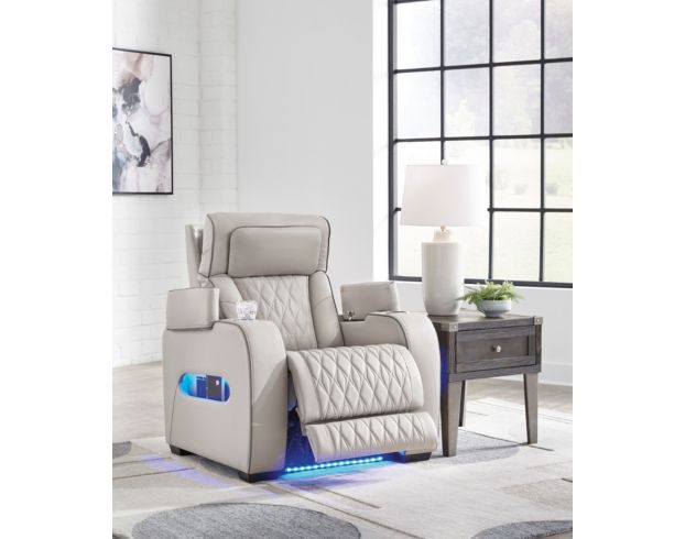Gray leather power recliner store