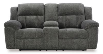 Ashley Frohn Graphite Reclining Loveseat with Console | Homemakers