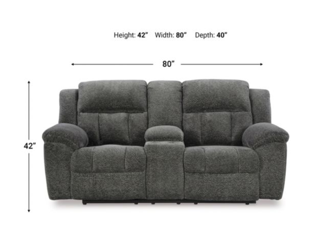 Ashley Frohn Graphite Reclining Loveseat with Console | Homemakers