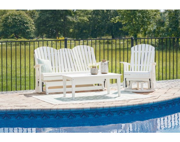 Ashley Hyland Wave White Outdoor Glider Sofa | Homemakers