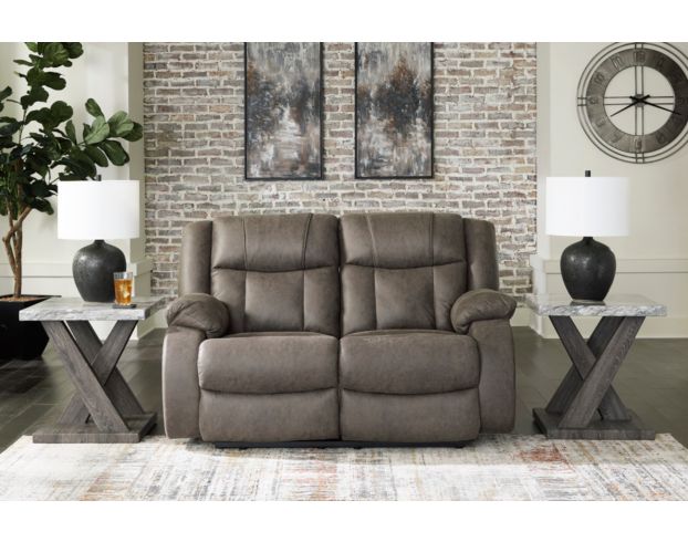 Ashley First Base Reclining Loveseat | Homemakers