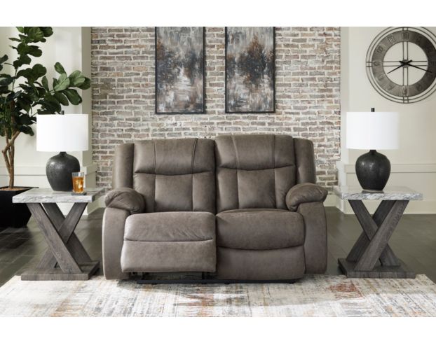 Ashley First Base Reclining Loveseat | Homemakers