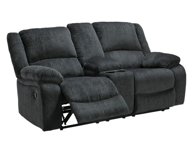 Ashley Draycoll Slate Reclining Loveseat with Console Homemakers