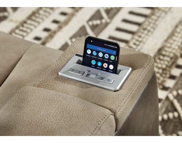 Ashley Next-Gen Sand Power Reclining Sofa with Drop Down Table | Homemakers