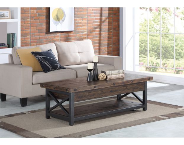 Flexsteel Carpenter Rustic Brown Lift-Top Coffee Table | Homemakers