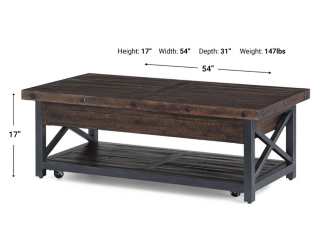 Flexsteel Carpenter Rustic Brown Lift-Top Coffee Table | Homemakers