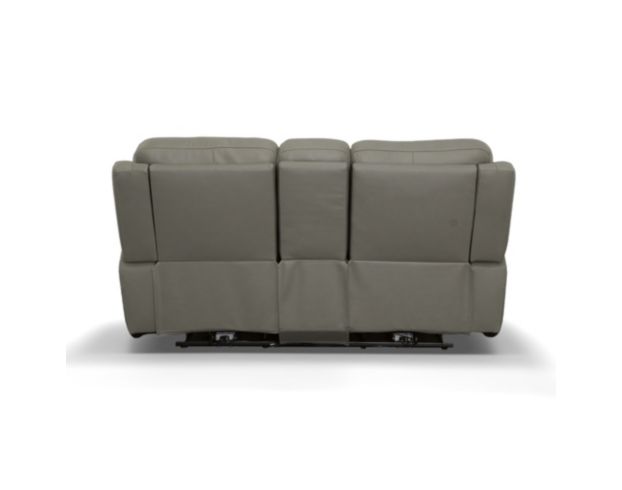 Flexsteel Sawyer Gray Leather Power Reclining Loveseat with Console