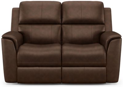 Flexsteel Henry Burnt Umber Leather Power Reclining Loveseat | Homemakers