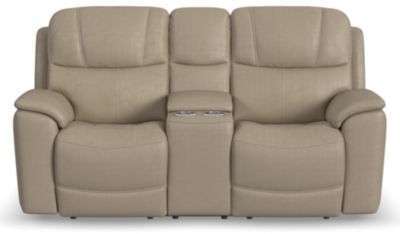 Flexsteel Crew Pebble Power Reclining Loveseat with Console | Homemakers