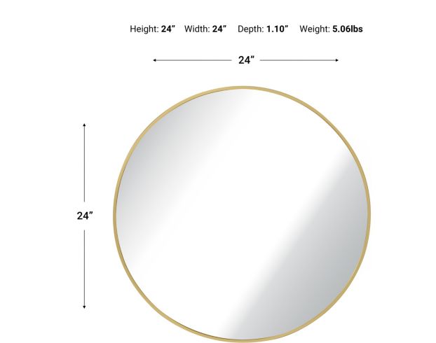 Garber Corp 24" x 24" Round Gold Mirror | Homemakers