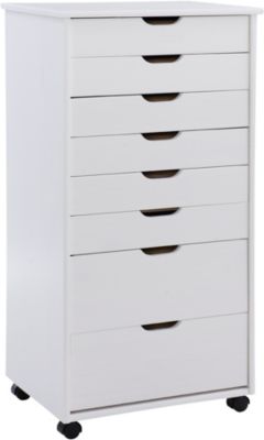 Linon Rudy White 8 Drawer Rolling Cart | Homemakers