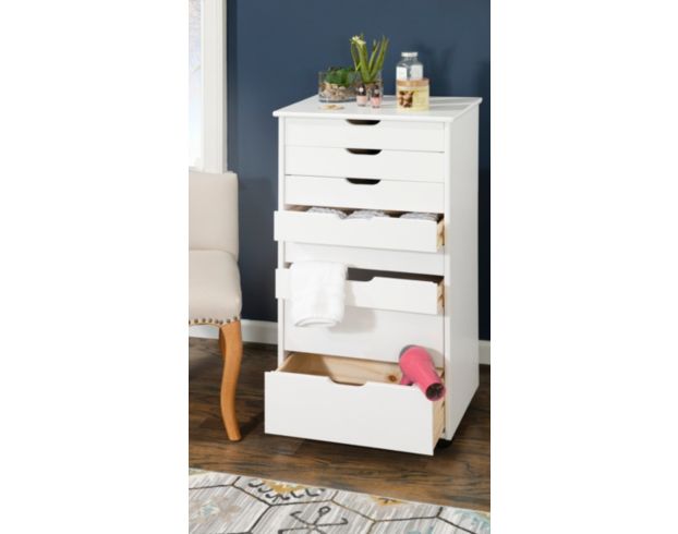 Linon Rudy White 8 Drawer Rolling Cart | Homemakers