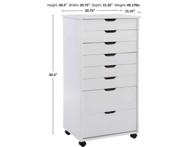 Linon Rudy White 8 Drawer Rolling Cart | Homemakers