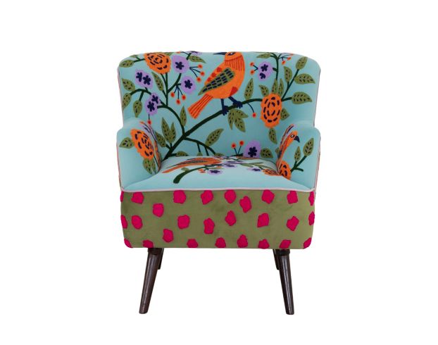Lr Home Matilda Blue Embroidered Accent Chair
