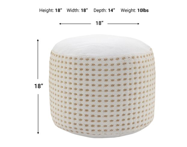 Lr Home White & Tan Pouf | Homemakers