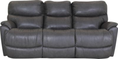 La-Z-Boy Trouper Grey Leather Reclining Sofa | Homemakers