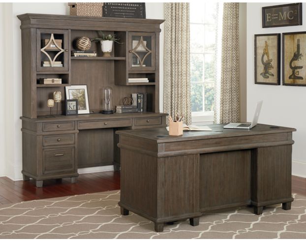 Martin Furniture Carson Weathered Dove Executive Desk | Homemakers
