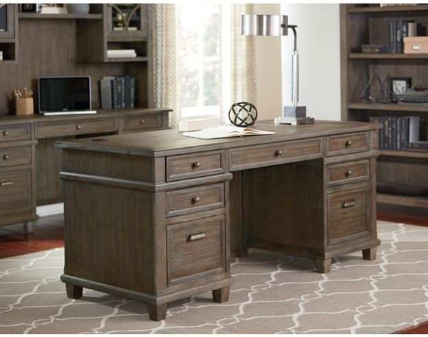 Martin Furniture Carson Weathered Dove Executive Desk | Homemakers