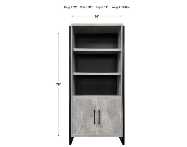 Martin Furniture Mason Concrete Bookcase with Doors | Homemakers