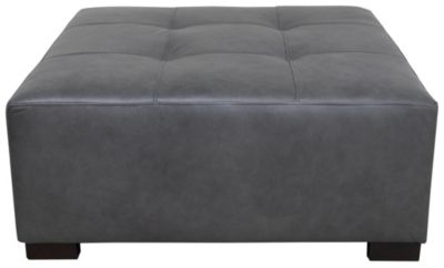 Max Home Paxton Genuine Leather Gray Cocktail Ottoman | Homemakers