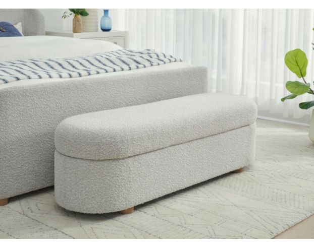 Modus Furniture Virgil Ricotta Boucle Storage Bench | Homemakers