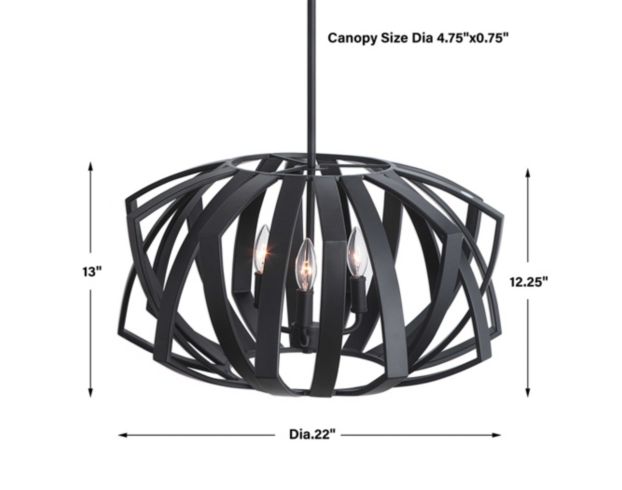 The Uttermost Company Thales Matte Black 3-Light Pendant Light | Homemakers